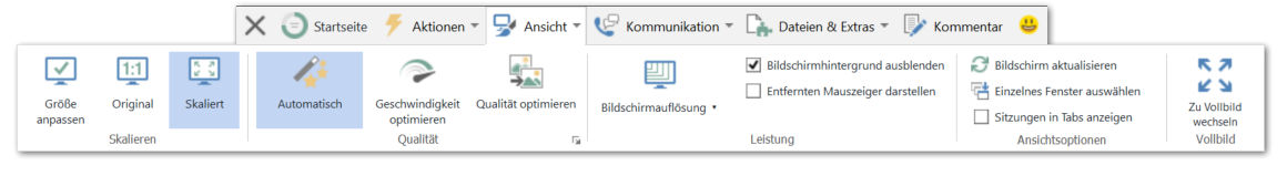 Toolbar in einer Fernsteuerungssitzung unter Windows